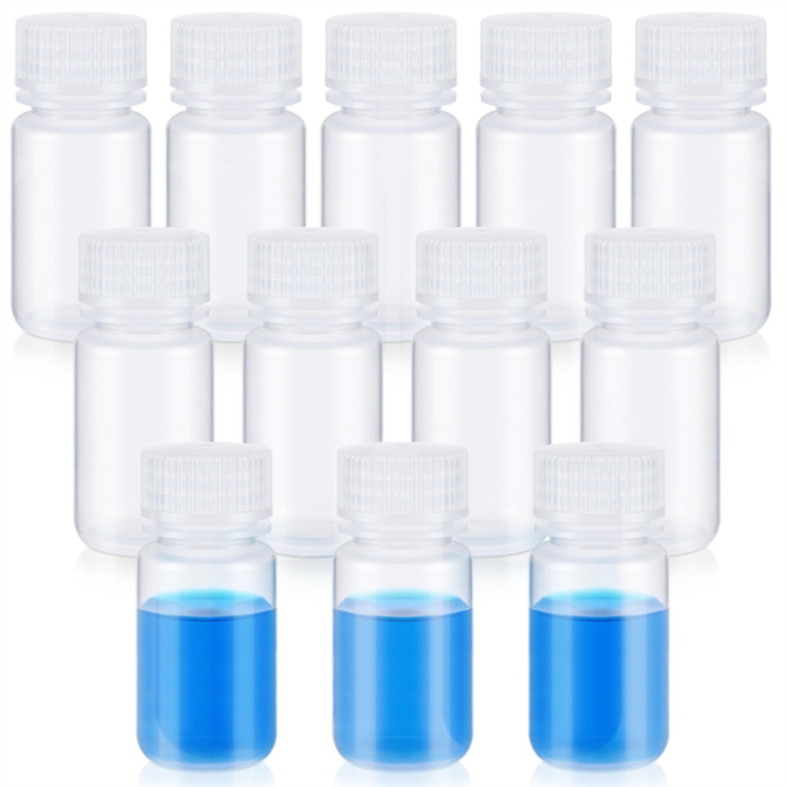 12 Pcs Pill Bottle Sample-Bottles Wide Mouth Reagent Bottle Plastic ...