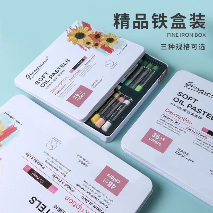 Color Oil Pastels Super Soft Iron Boxes 48 Color Macaron Morandi Color ...