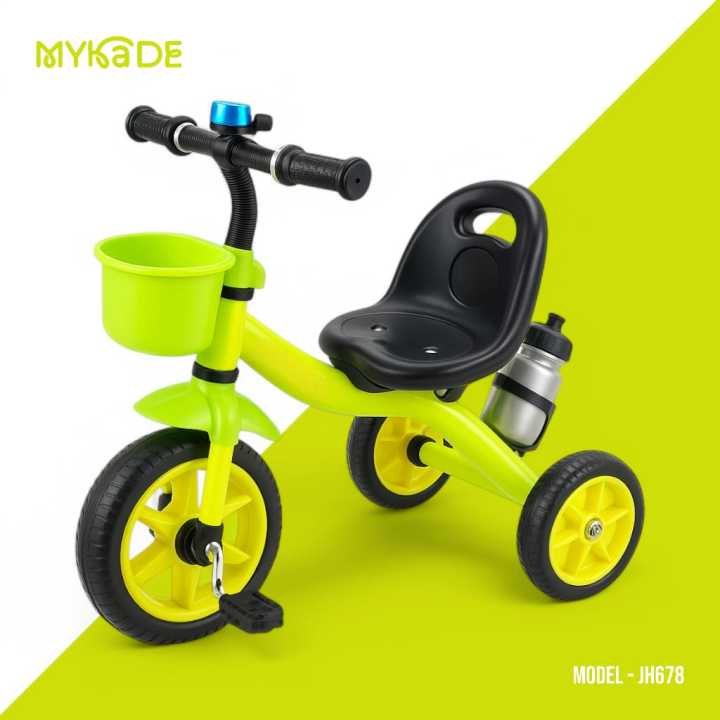 (RANDOM COLOUR) Kids Tricycle with Bell, Basket & Bottle – Lightweight ...