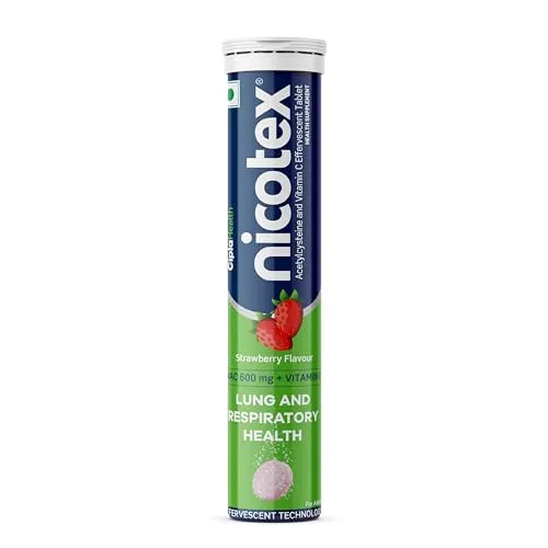 Cipla Nicotex Lung Health Vitamin C Effervescent Tablets Strawberry ...