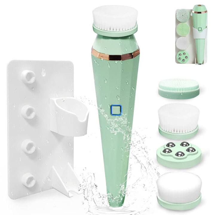 4 In 1 Electric Facial Cleansing Brush Silicone Rotating Face Brush ...