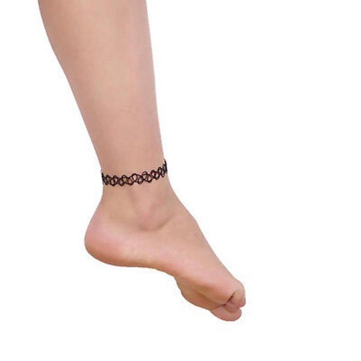 Choker Black Anklet for Girls - Stretchable Stylish Ankle Bracelet for ...