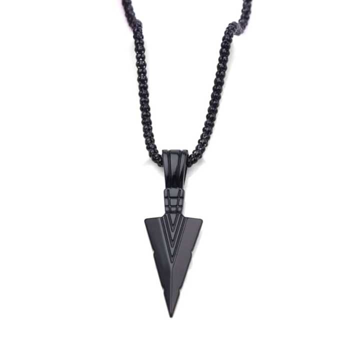 Men's Black Long Necklace with Arrow Pendant Hip Hop and Punk Rock ...