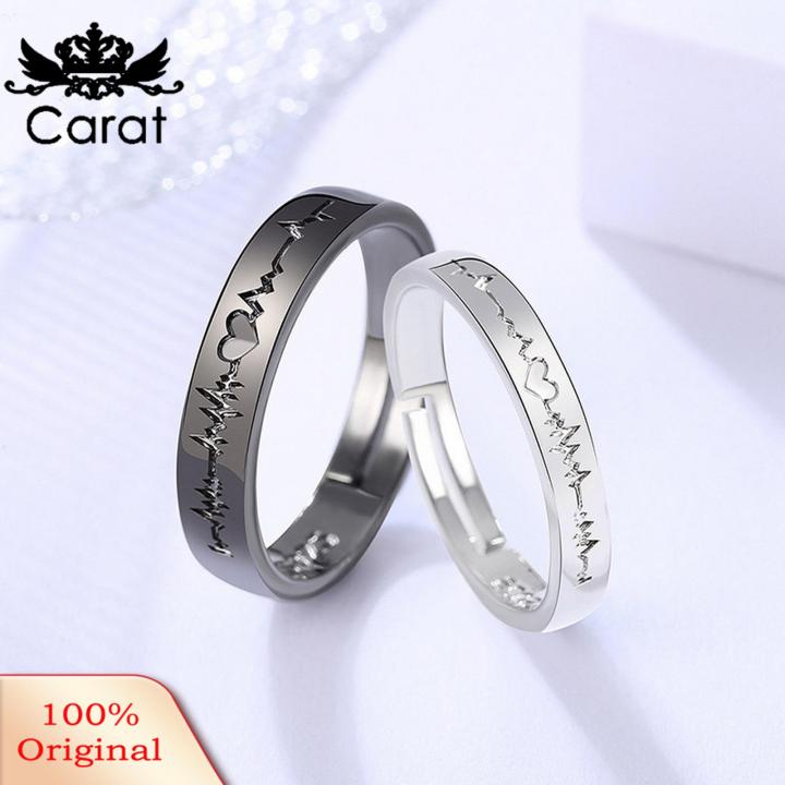 Carat Unisex Ring Bright Luster Romantic Black White Couple Ring | Daraz.lk
