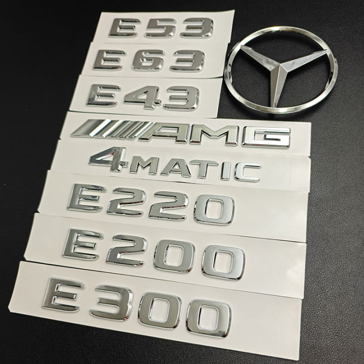 3d Chrome Logo E43 E63 E200 E220 E300 E350 Letters 4MATIC Badge Car ...