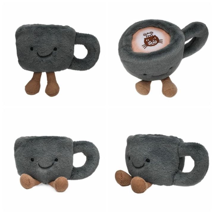 Funny 10cm Furry Plush Toys Soft Soothing Sleep Jelly Cat Coffee Cup ...