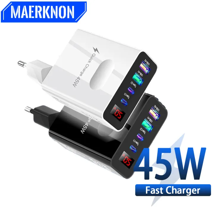 USB Type C Charger Fast Charging 45W Digital Display Mobile Phone ...