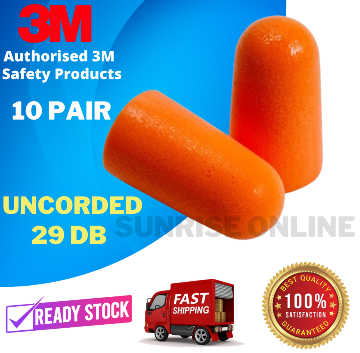 (ORIGINAL) 3M Ear Plug 1100(Foam) Uncorded (10 Pair in 1 Pack) (NRR 29 dB) 防噪音耳塞 Alat Tutup ...