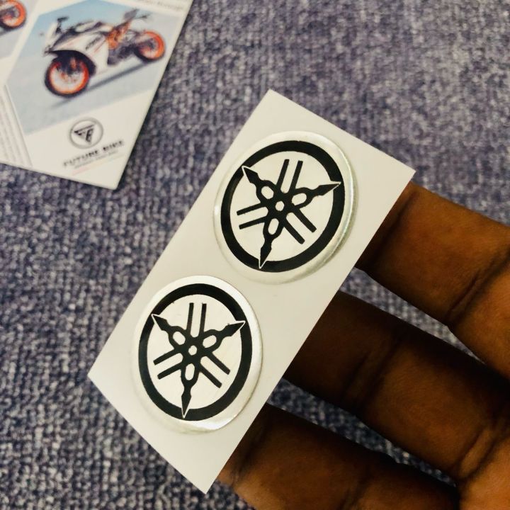 4.8x4.8cm Silver & Black Yamaha Logo 3D Gel Stickers - Vehicle Sticker ...