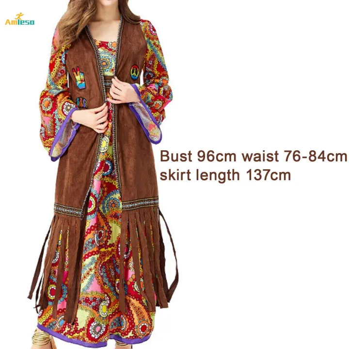 Hippie Costume Women Girls 60S 70S Disco Outfit for Halloween Disco ...
