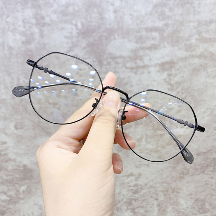 Metal Glasses Frame Adult Anti Blue Light Irregular Round Glasses ...