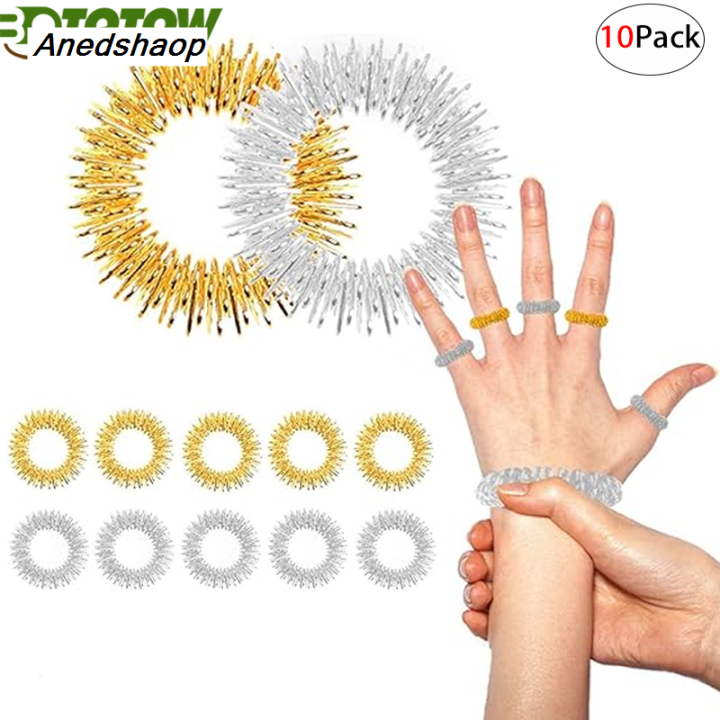 Anedshaop 10Pcs Rings - Finger Acupuncture Spring Ring Finger ...