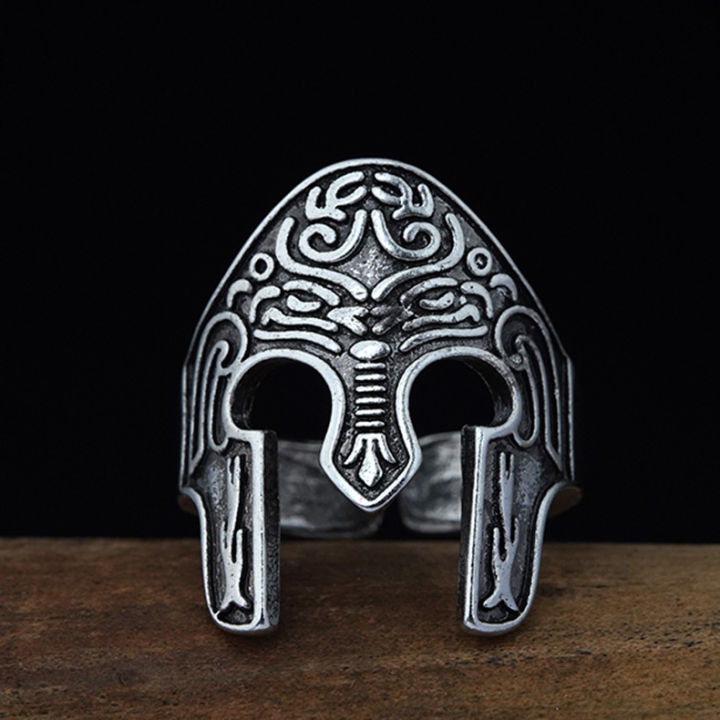 【Grand Sale】Spartan Warrior Helmet Ring Men's Titanium Steel Imperial ...