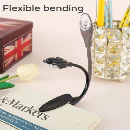 Portable Bendable Battery Powered Clip-On Book Lamp/ LED Eye Protection ...