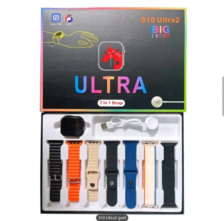 S10 Ultra 2 Smart Watch 7 in 1 Dynamic Island Heart Rate Blood Pressure ...