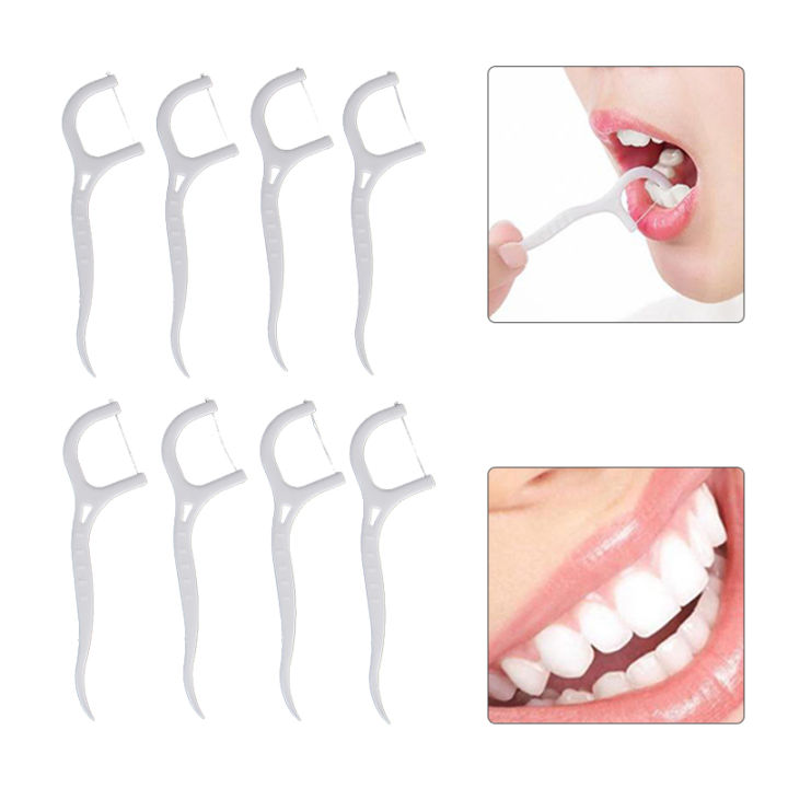 50/100pcs Disposable Dental Floss Flosser Picks Toothpicks Interdental ...