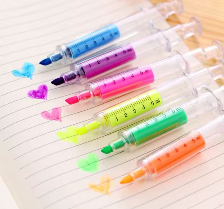 2 in 1 Syringe Pens + Highlighter Fun Nurse Pens Novelty Multi Colors ...