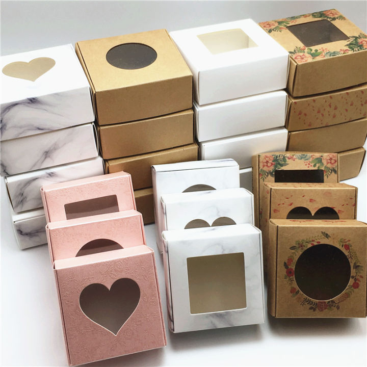 5 Pcs Pvc Window Candy Brown Packaging Box For Wedding\candy\crafts\cake\handmade Soap Packing ...