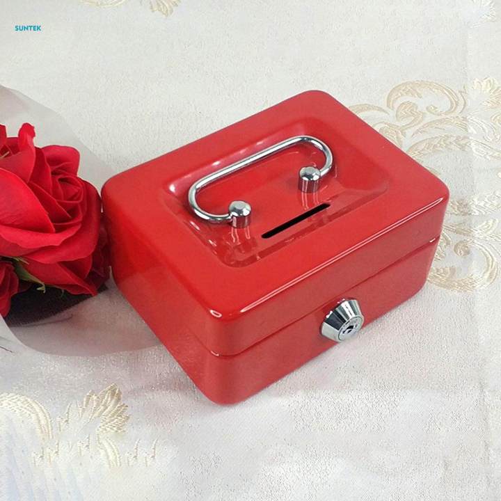 Cash Organizer Receipts Check Money Storage Box with Lock and Tray for ...