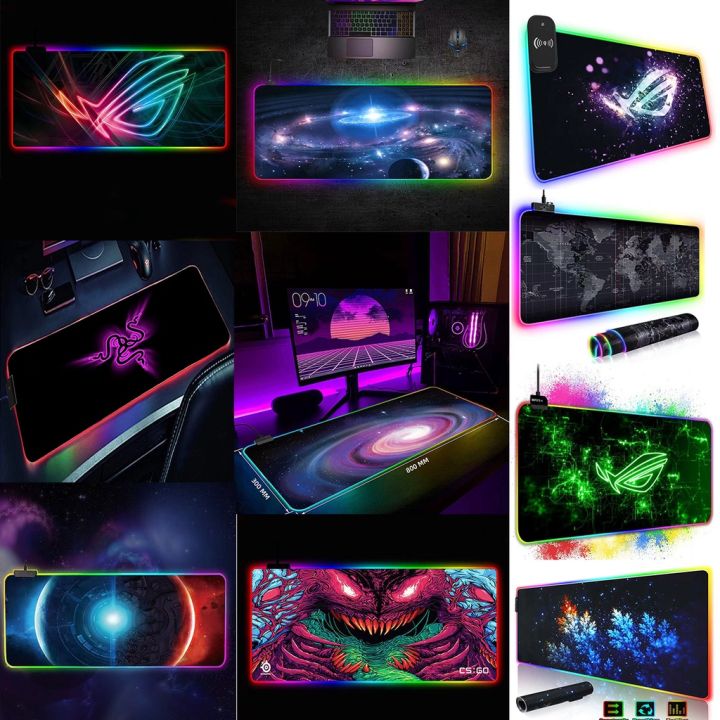 Gaming Mouse Pad LED RGB Large Gamer Mousepad USB LED Lighting Backlit ...