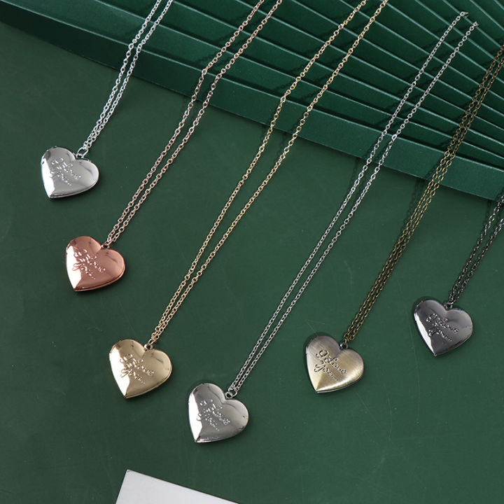 Love Heart Locket Pendants Openable Photo Frame Glossy Family Picture ...