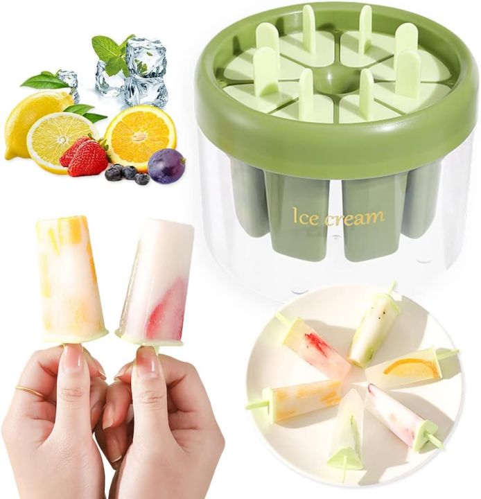 Popsicles Molds with Storage Box 8-cavity DIY Ice Cream Pop Molds ...