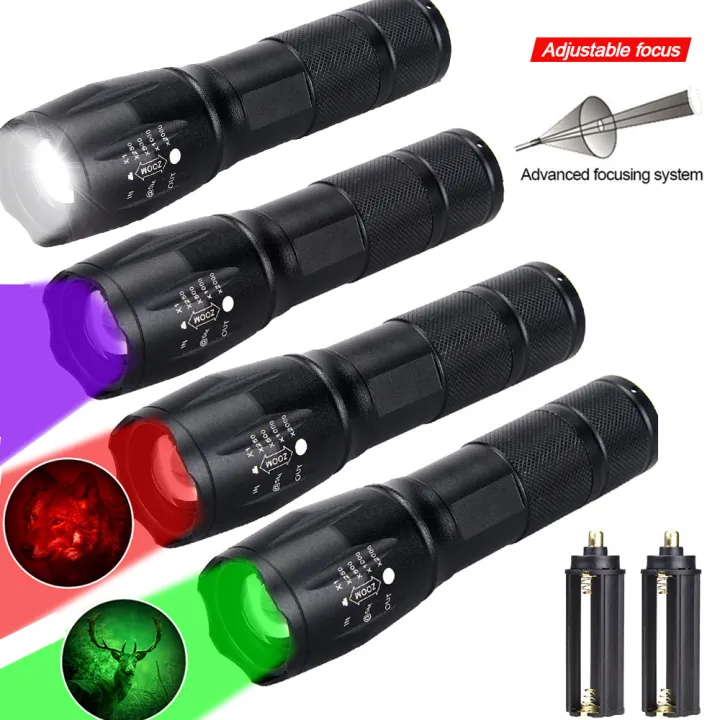 Ultra Bright A100 Zoomable Flashlight Tactical Green/red/white/ 395nm ...