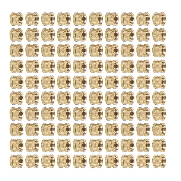 M3 x 3mm Female Thread Brass Knurled Threaded Insert Embedment Nuts ...