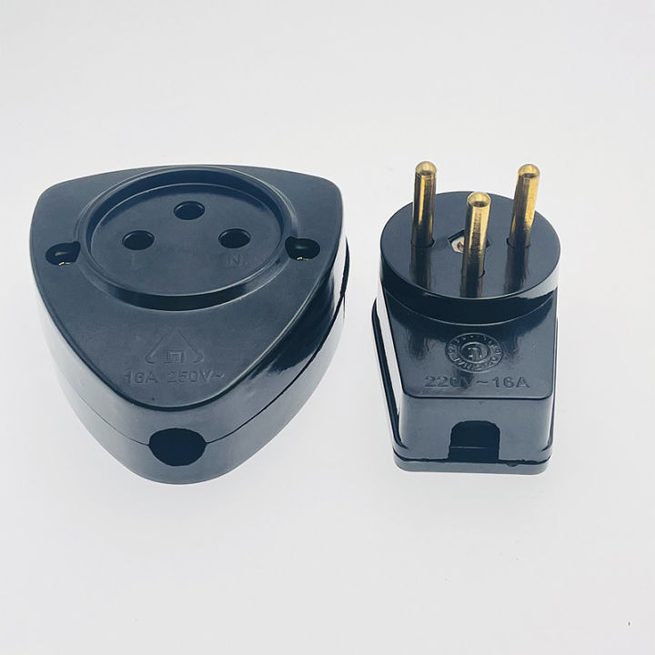 Black 16A 250V standard 3 Pin power wiring assembly plug socket ...