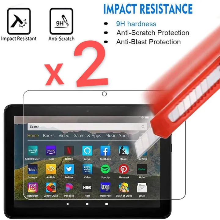 2Pcs Tablet Tempered Glass Screen Protector Cover for Amazon fire HD 8 ...