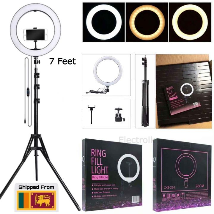 Ring Light LED Soft Ring Fill Light 3 Colours 7 Feet Height With Tripod ...