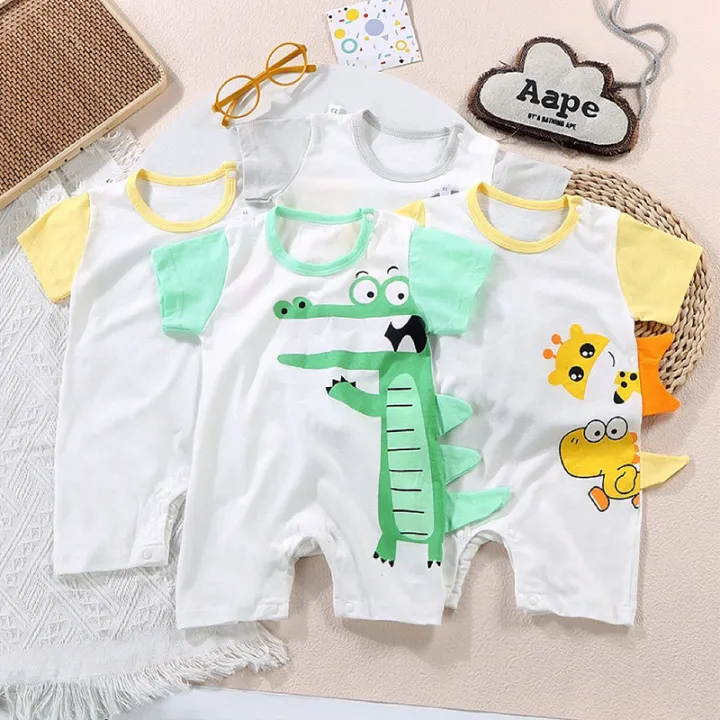 Baby Rompers Cute Cartoon Crocodile Summer Baby Boy Girl Bodysuits Soft ...