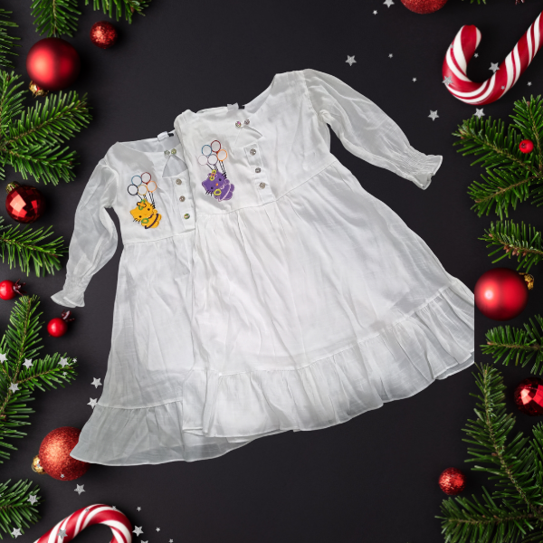 Baby girls embroidered dress | Daraz.lk