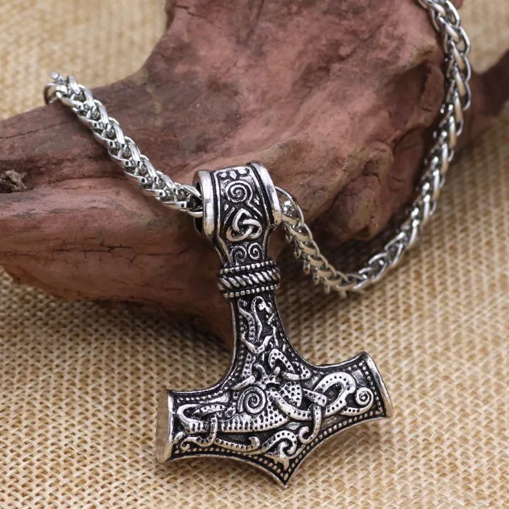 Punk Necklace for Men Thor Hammer Mjolnir Viking Amulet Hammer ...