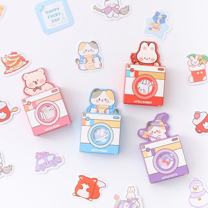 Infeel.me 46sheets/box Ins Style Scrapbook Boxed Stickers Cute Cartoon ...