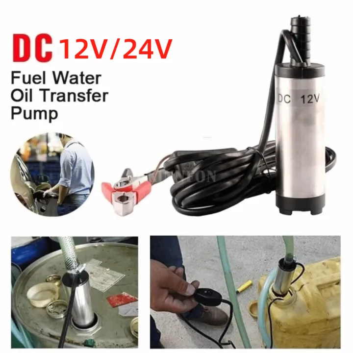Portable 12V/24V DC Electric Fuel Transfer Pump 38mm Port Corrosion ...