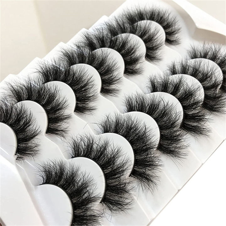 7 Pairs 6D Faux Mink Lashes Bulk Russian Volume Fluffy Natural False ...