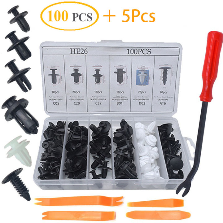 【NEW】 100Pcs Mixed Car Plastic Clips Auto Fixing Door Closer Pin ...