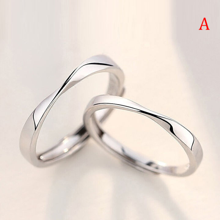 1Pair Couple Ring Crystal Diamond Wedding Engagement Jewelry Adjustable ...