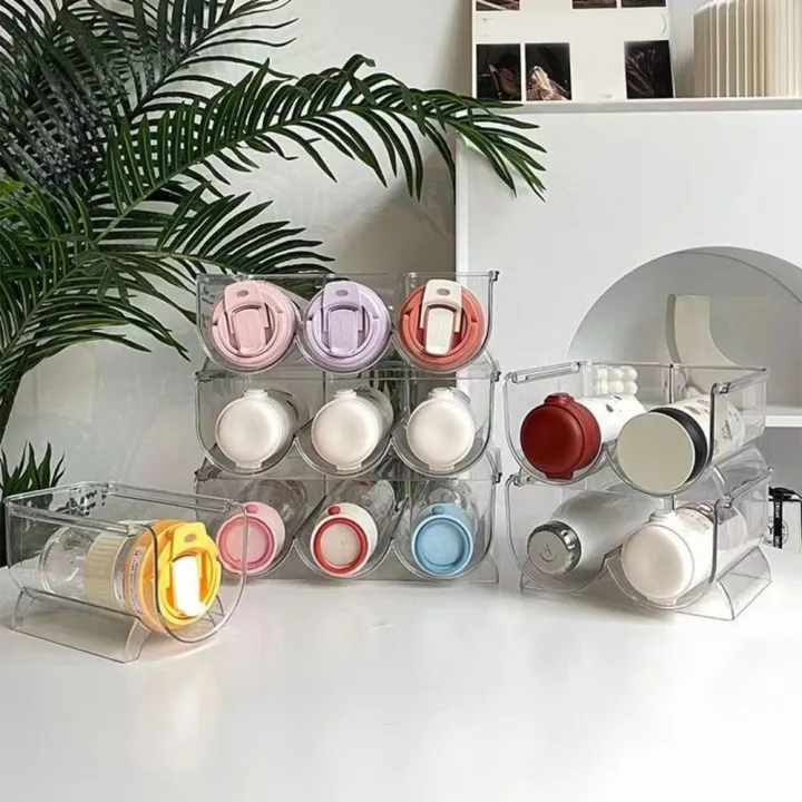 Plastic Cup Holder Transparent Stackable Water Bottle Holder Anti-Fall ...