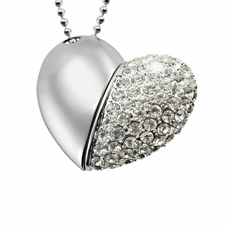 32Gb pen drive usb heart shape gift blue silver pink crystal stick ...
