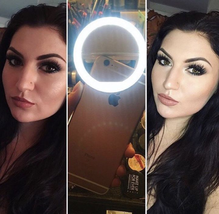 Rechargeable LED Selfie Circular Ring Light Lamp Clip-On Flash Camera ...