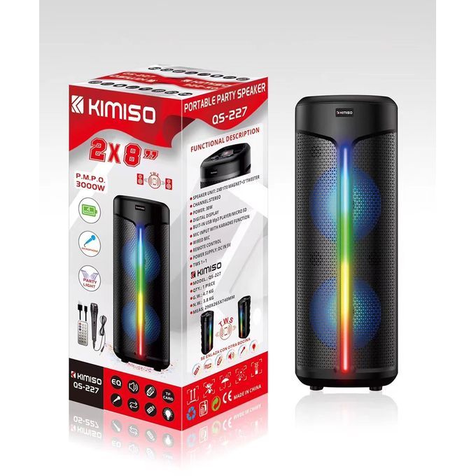 Kimiso QS-227 Portable Wireless Speaker Double 8 Inch | Daraz.lk