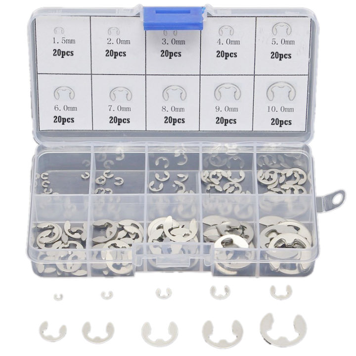 120 PCS 304 Stainless Steel E Clip Washer Kit for Fastener M1.5-M10 ...