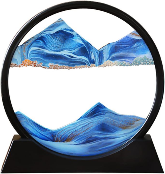 Moving Sand Art Picture in Motion Round Glass 3D Deep Sea Landscape ...