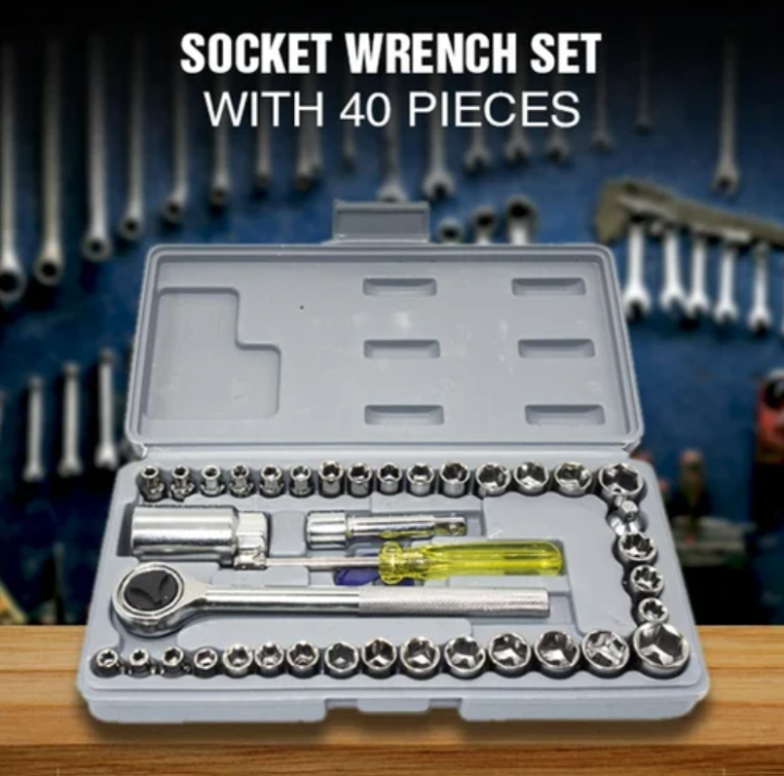 Precision 40-Piece Socket Wrench Kit with Ratchet Handles and Versatile ...