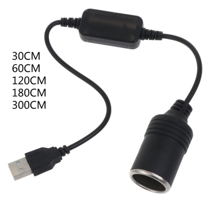 USB 5V to 12V Adapter USB Male to 12V Car Cigarette Lighter Socket Female Power Supply Converter ...