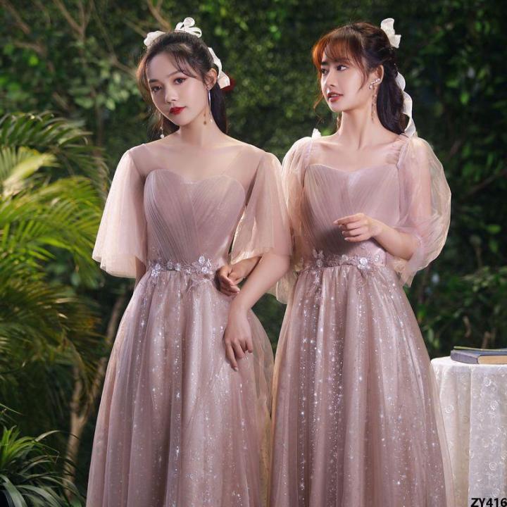 Slimming Long Group Dress New Bridesmaid Daily Western Fairy Evening ...