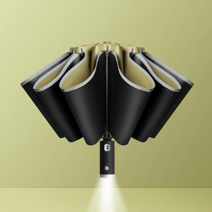 Fully Automatic UV Umbrella With LED Flashlight Reflective Stripe ...