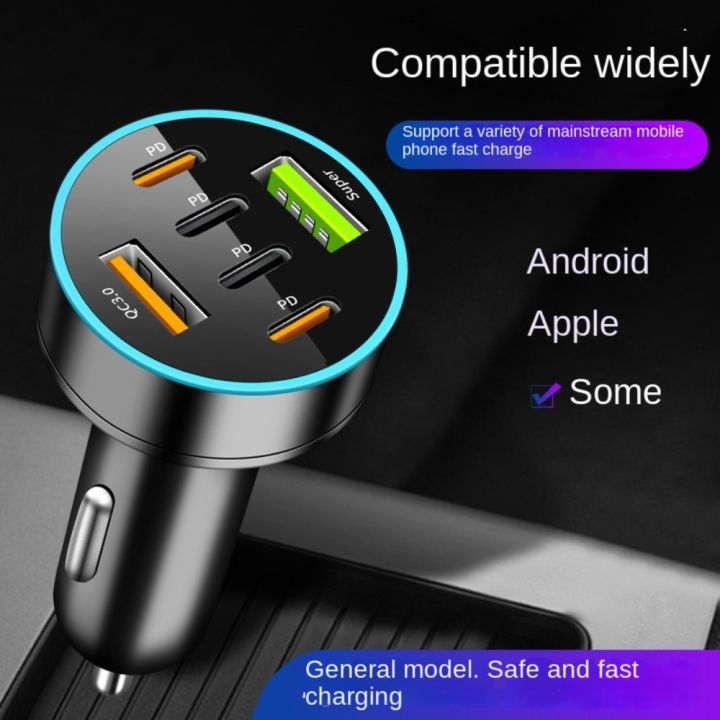 Dual USB Output Mobile Phone Car Charger Fast Charging Type C 5 Ports ...